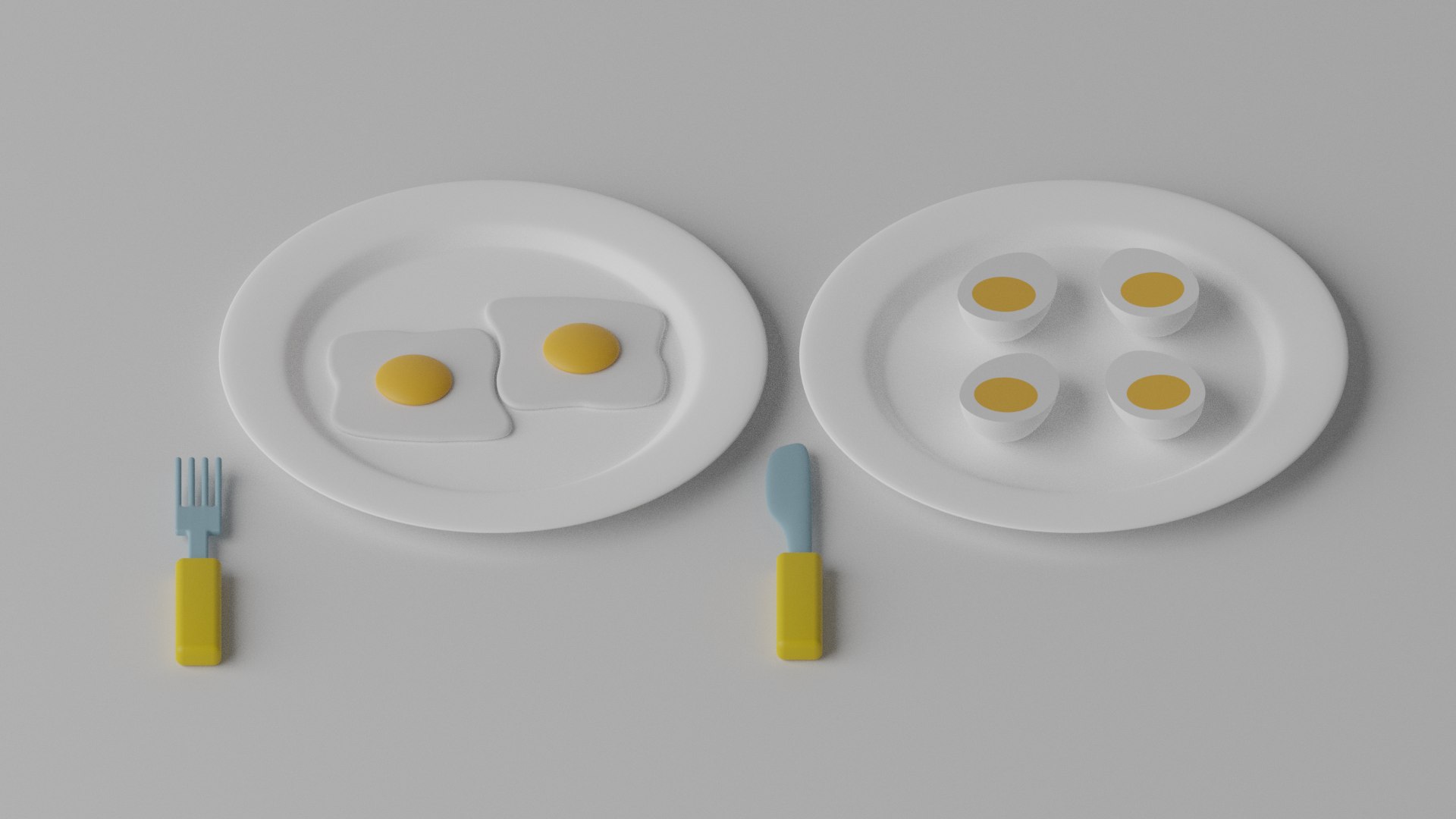 Cartoon Fried Egg Boiled Egg Plate Cutlery 3D Model - TurboSquid 1987872