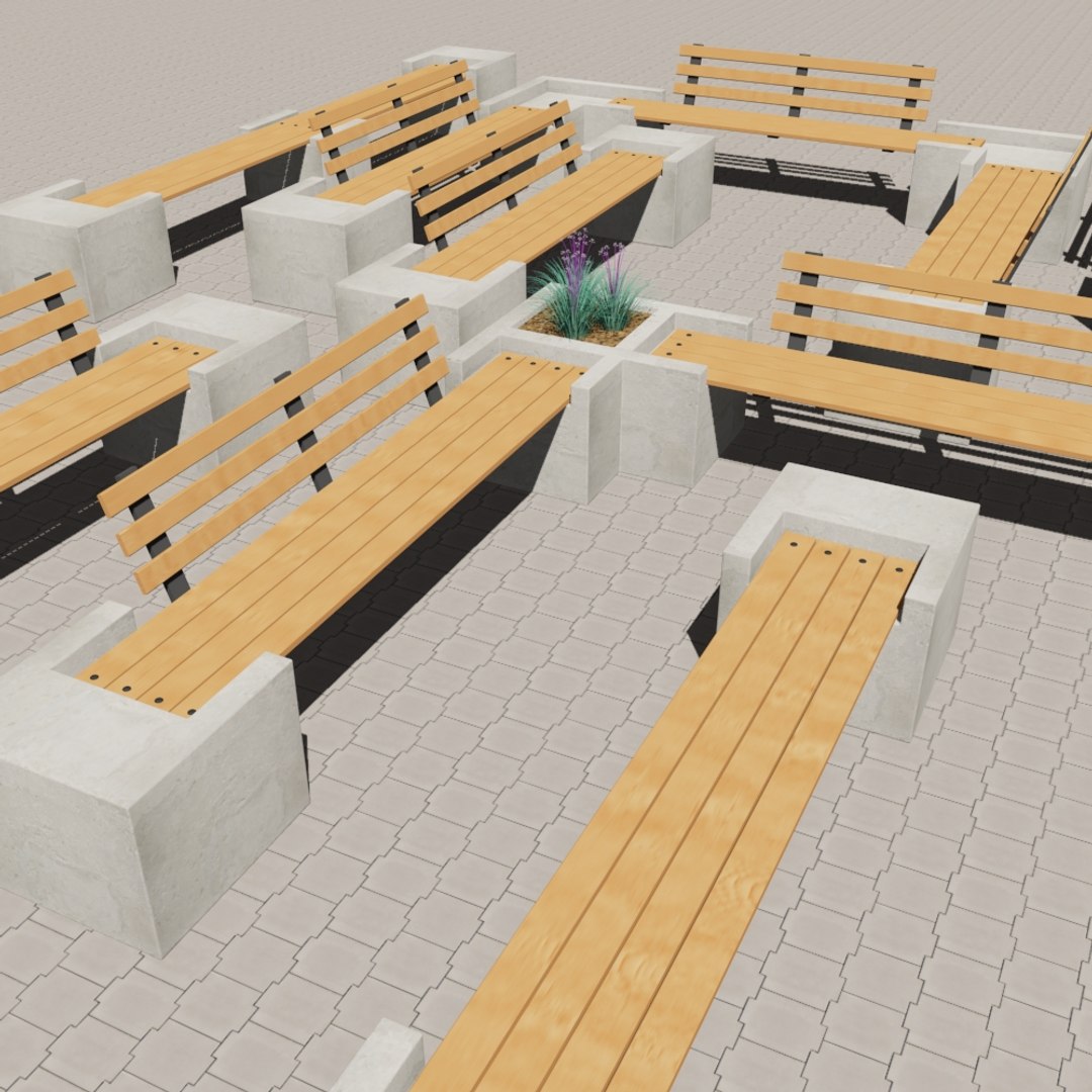 Modular Bench 3d Model