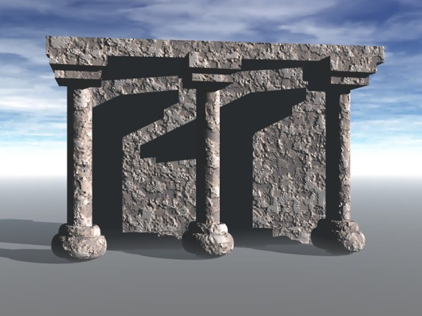 3ds Stone Pillars Building