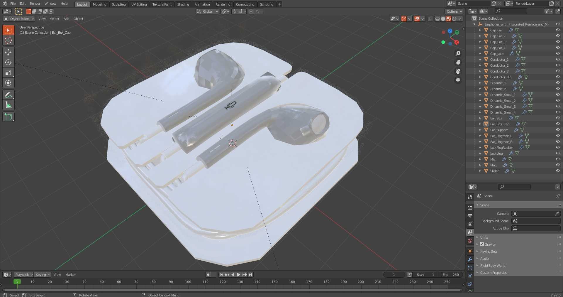 3D Earphones With Integrated Remote And Mic In Case - TurboSquid 2203538