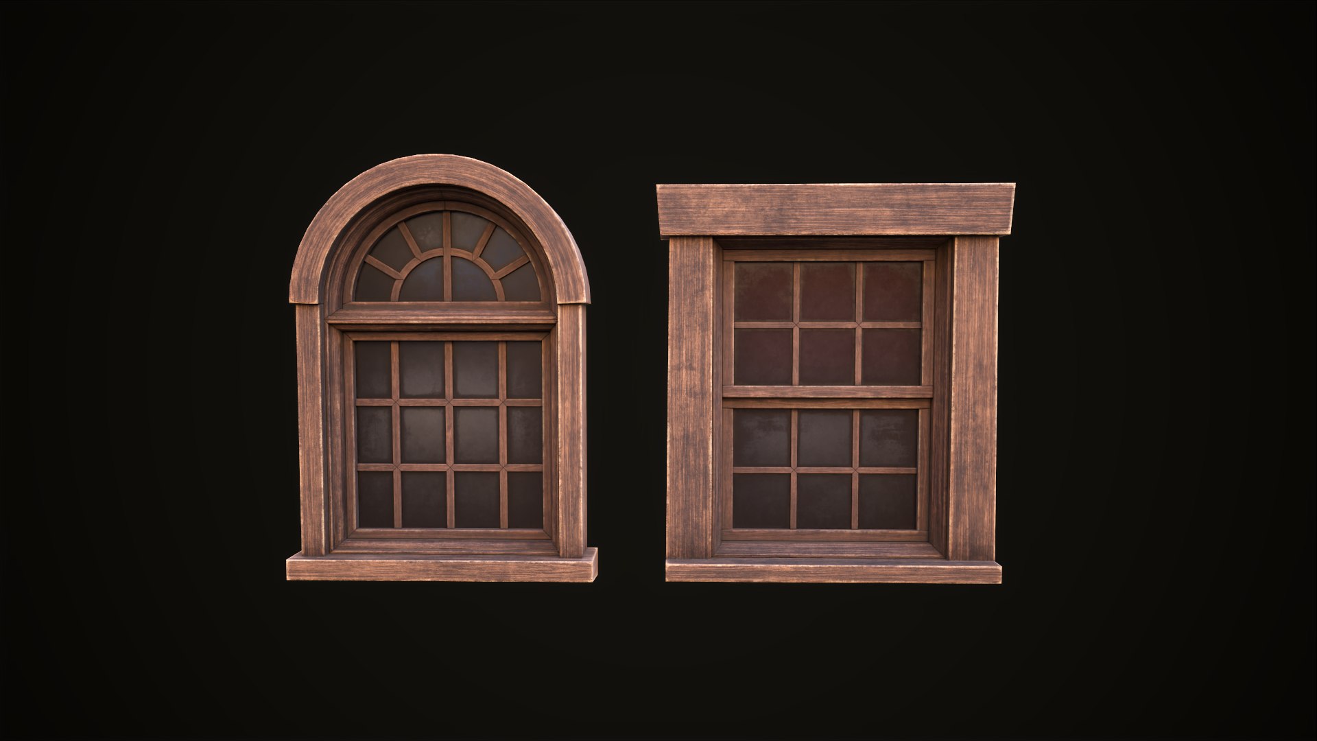 Six Wooden Windows Set 3D - TurboSquid 2112273