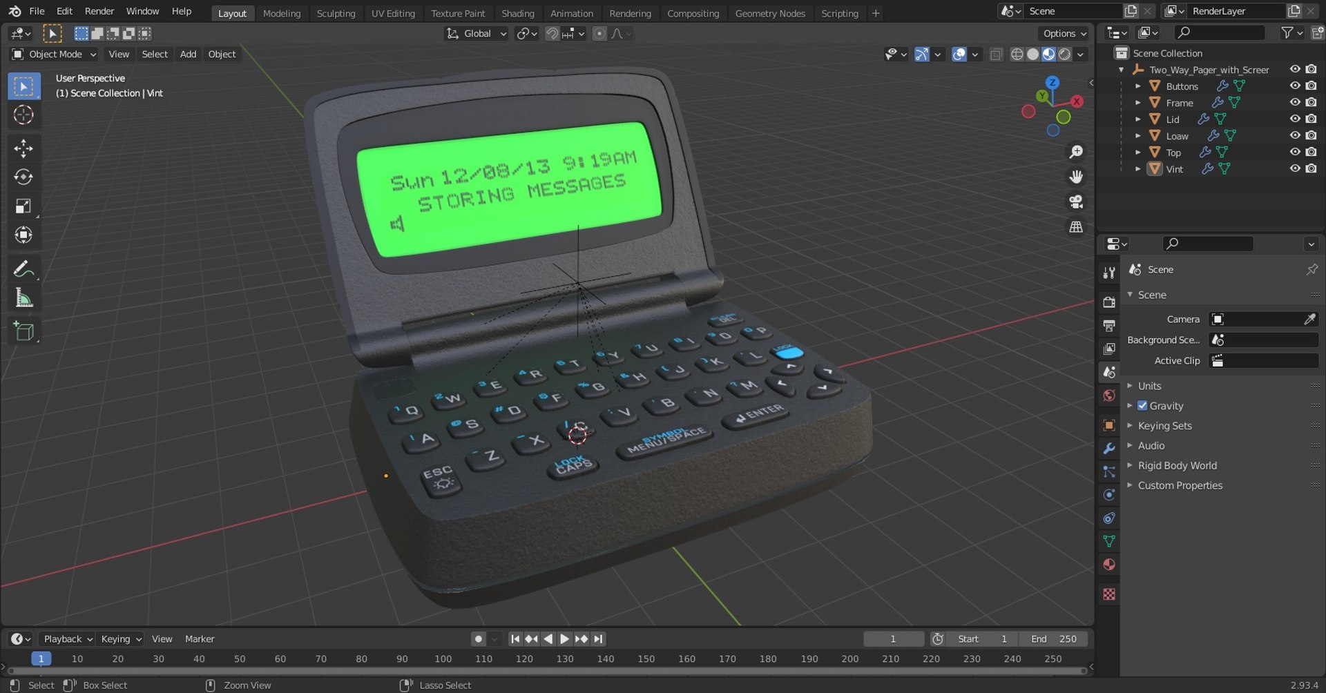 Two-Way Pager with Screen On 3D - TurboSquid 1951690