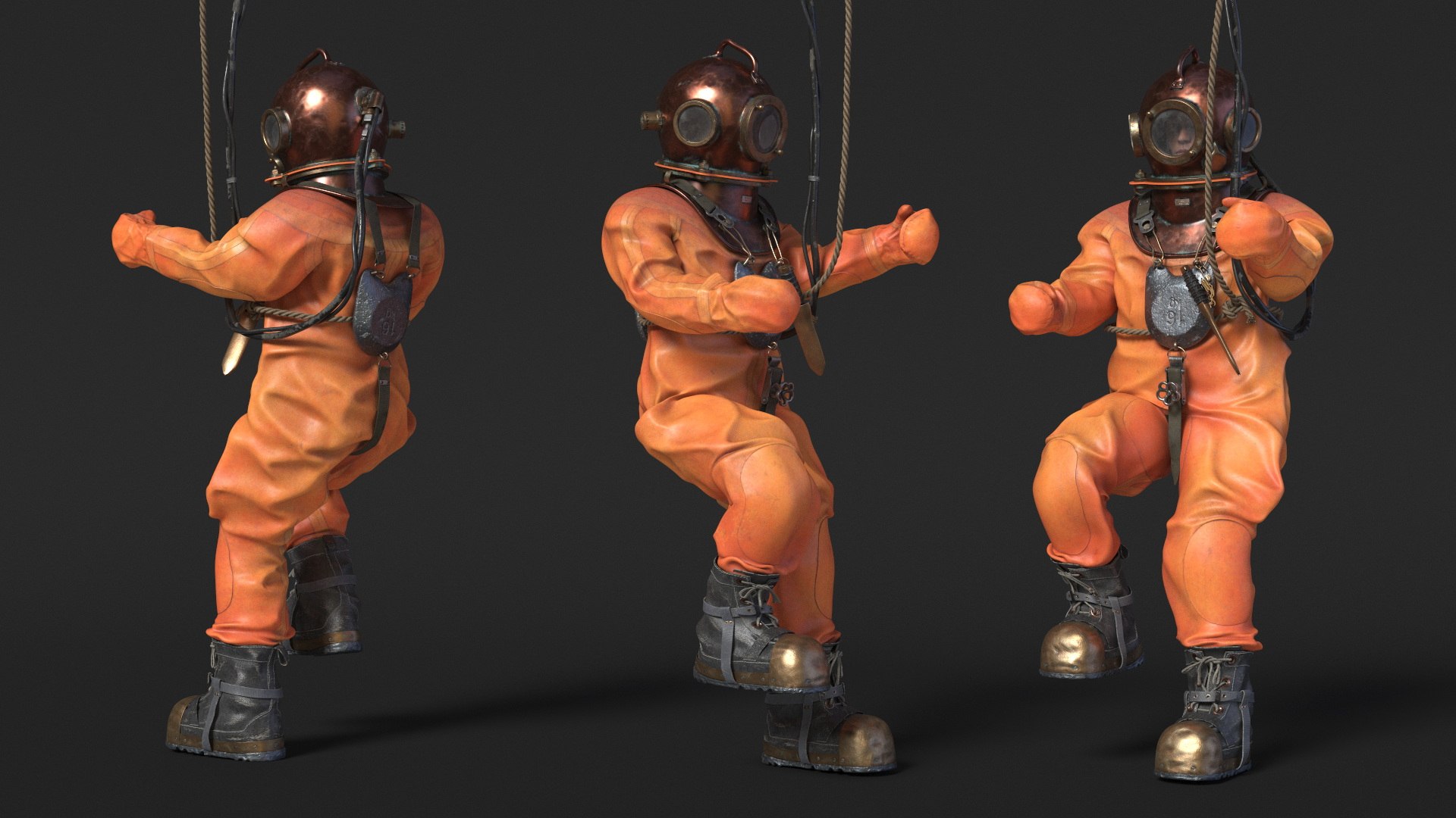 3D Diving Armor Old Diving Pose Model - TurboSquid 2315727
