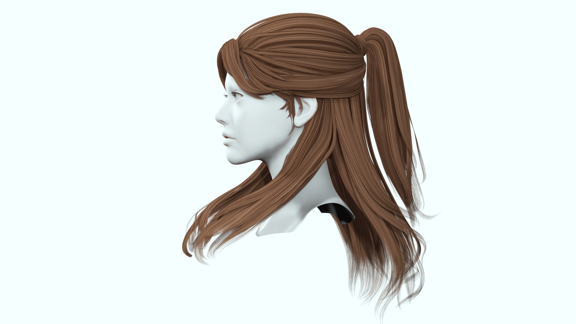 3D Half Up Ponytail Hair Model - TurboSquid 2226768