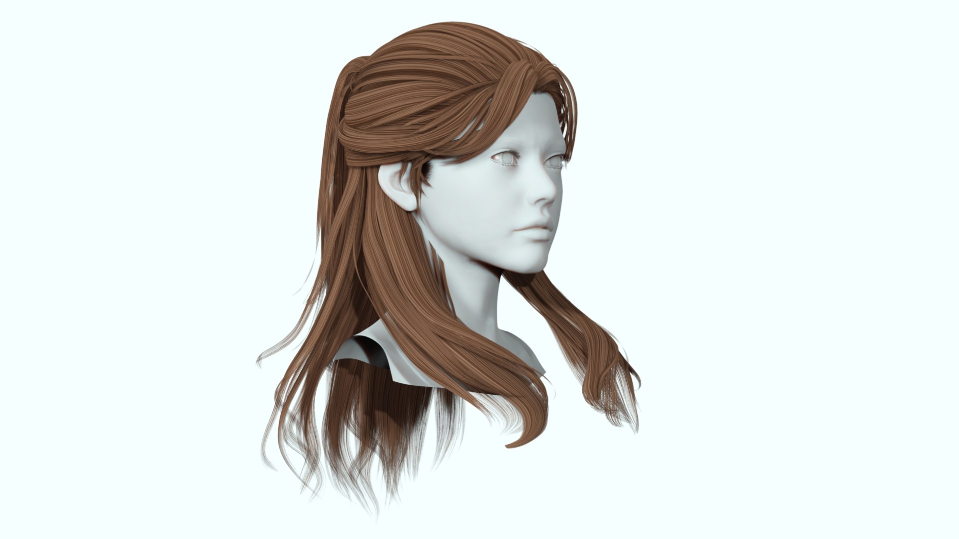 3D Half Up Ponytail Hair Model - TurboSquid 2226768