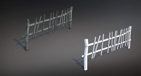 low-poly old wooden fences 3d obj