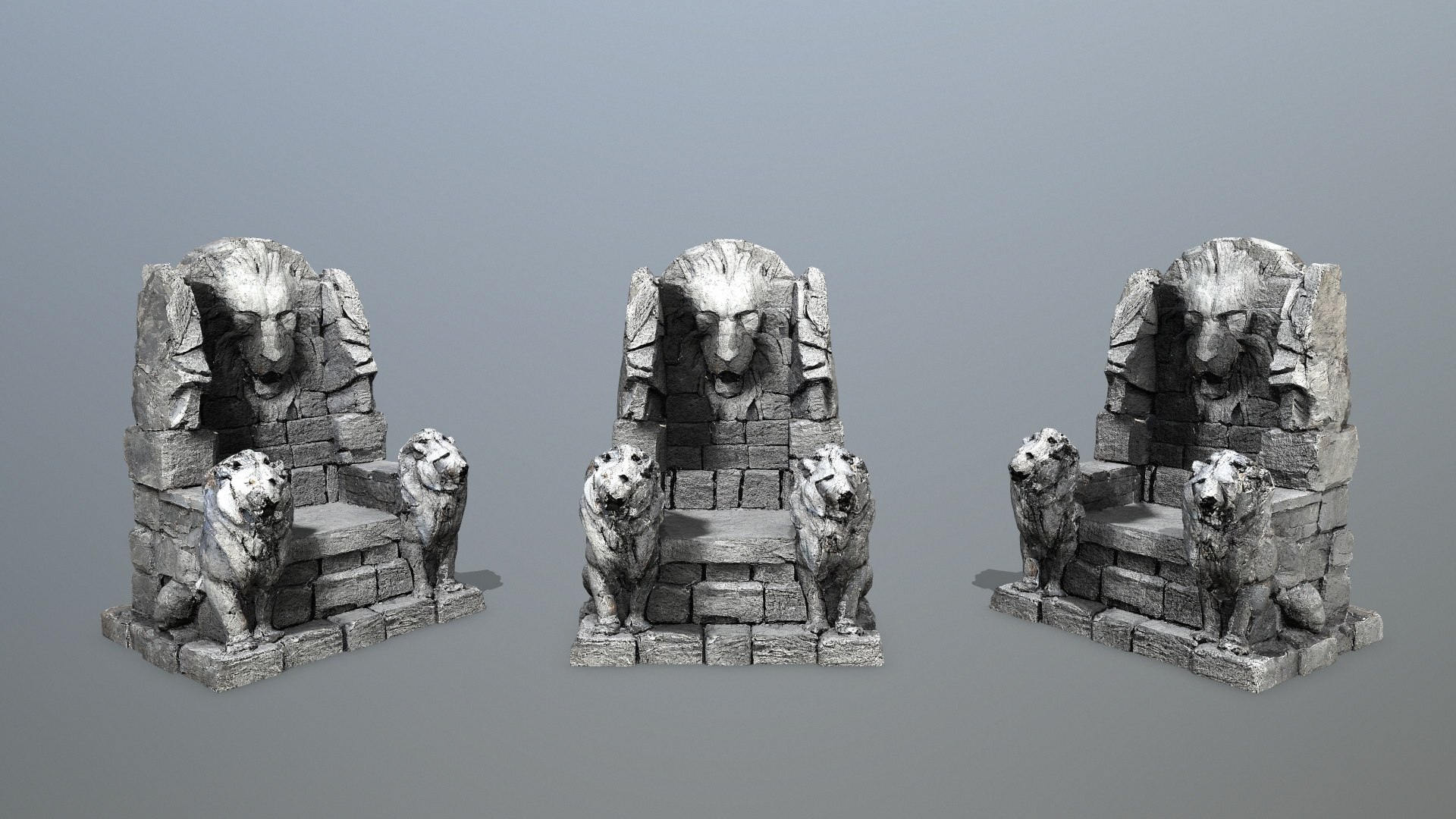 Lion Stone Throne Model - TurboSquid 2264295