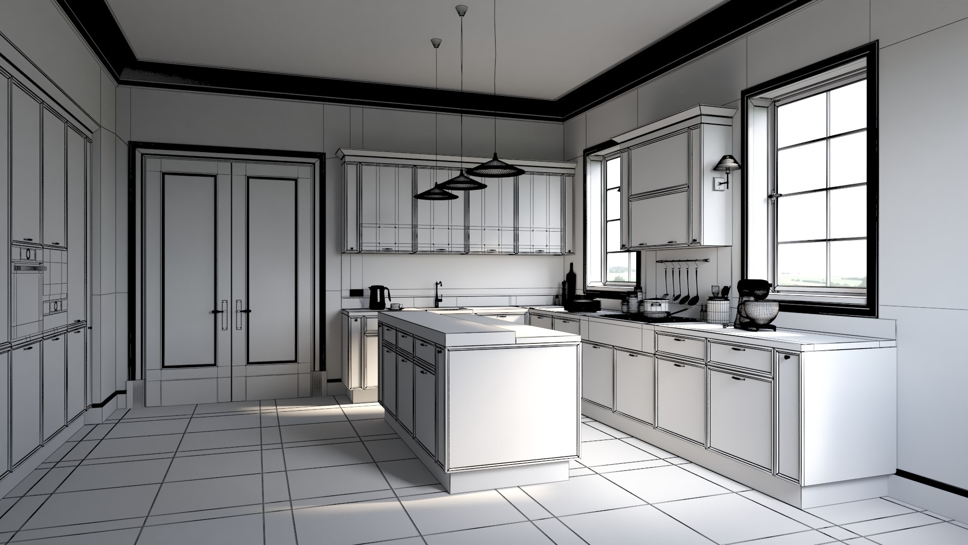 3D Scene Ready Render Kitchen Model - TurboSquid 1431414
