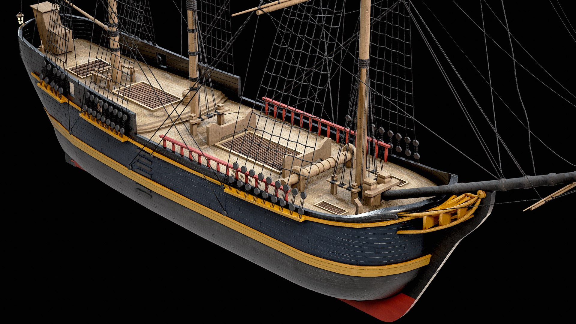 3D HMS Bounty Full-Rigged Sailing Ship PBR - TurboSquid 2065797