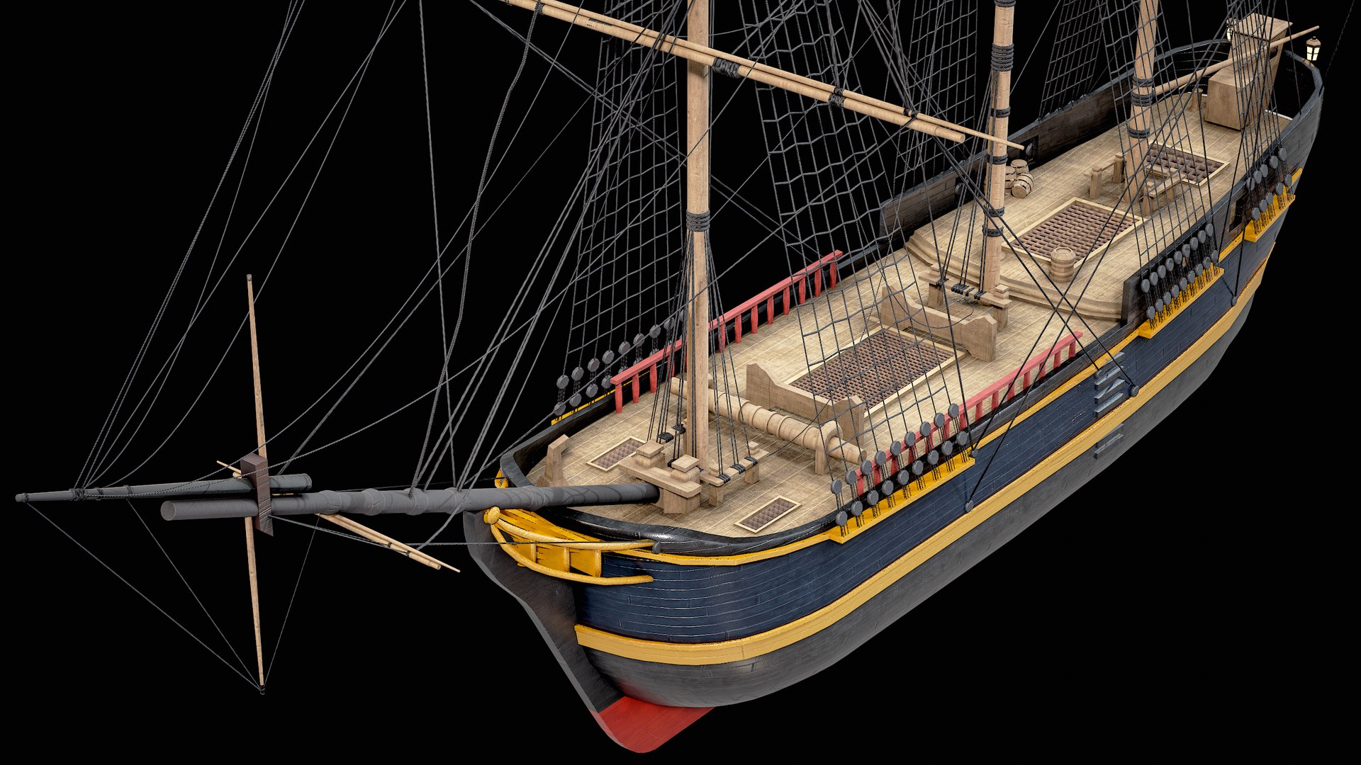 3D HMS Bounty Full-Rigged Sailing Ship PBR - TurboSquid 2065797