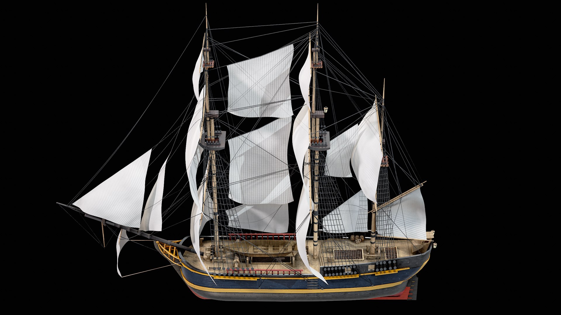 3D HMS Bounty Full-Rigged Sailing Ship PBR - TurboSquid 2065797