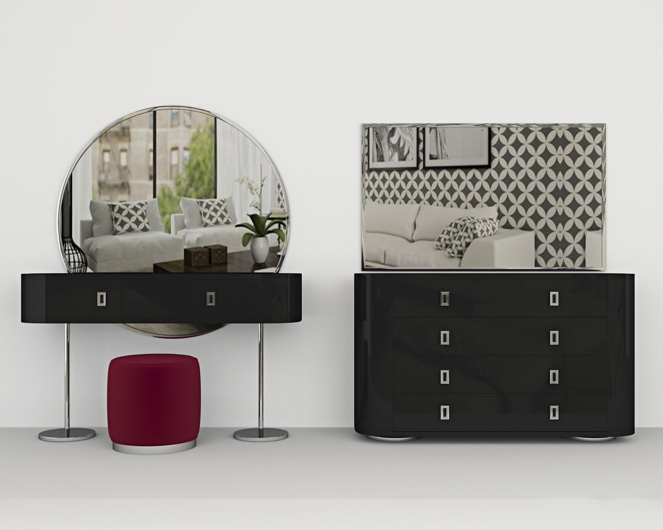 MakeUp Table And Console Set 3D - TurboSquid 1820037