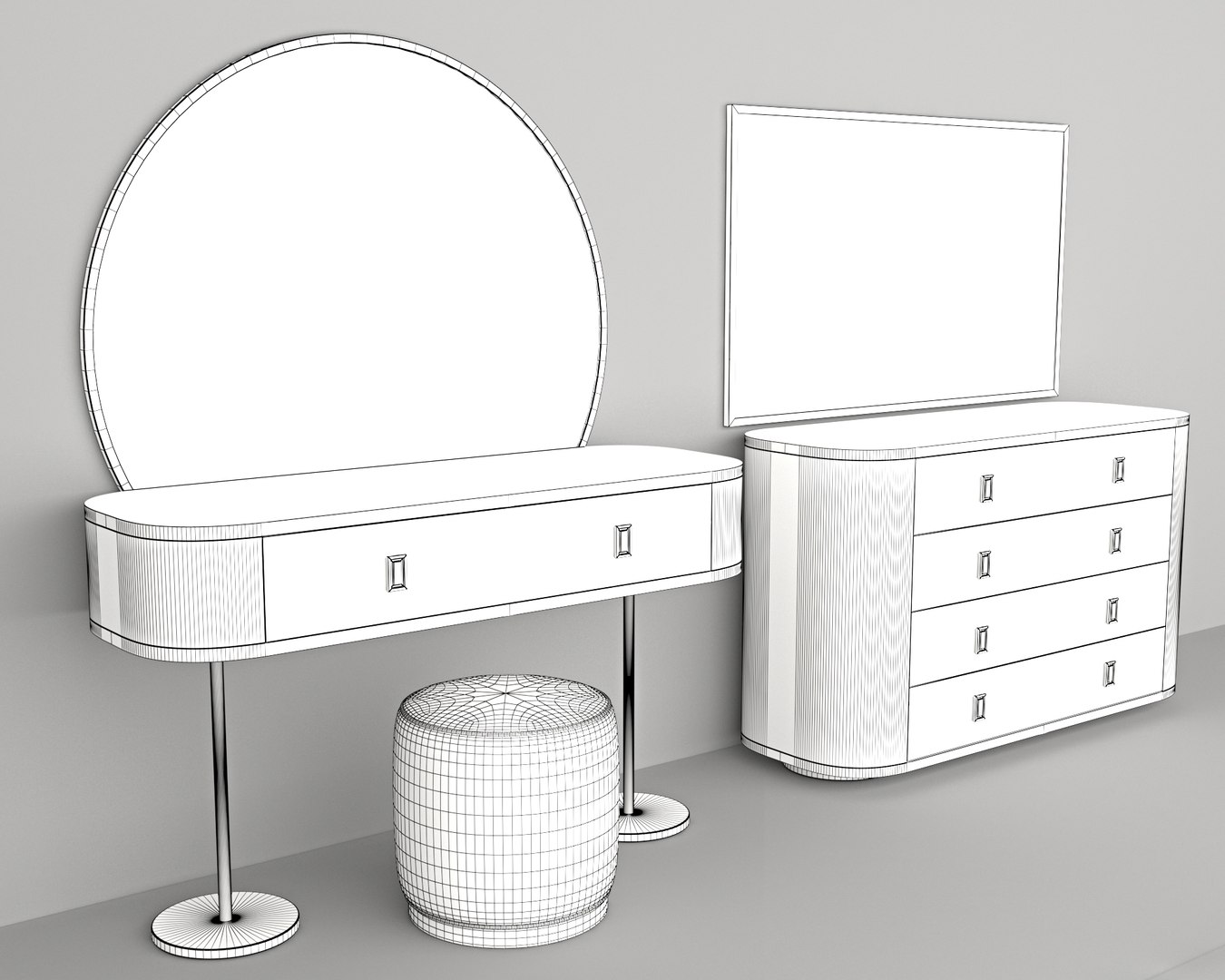 MakeUp Table And Console Set 3D - TurboSquid 1820037