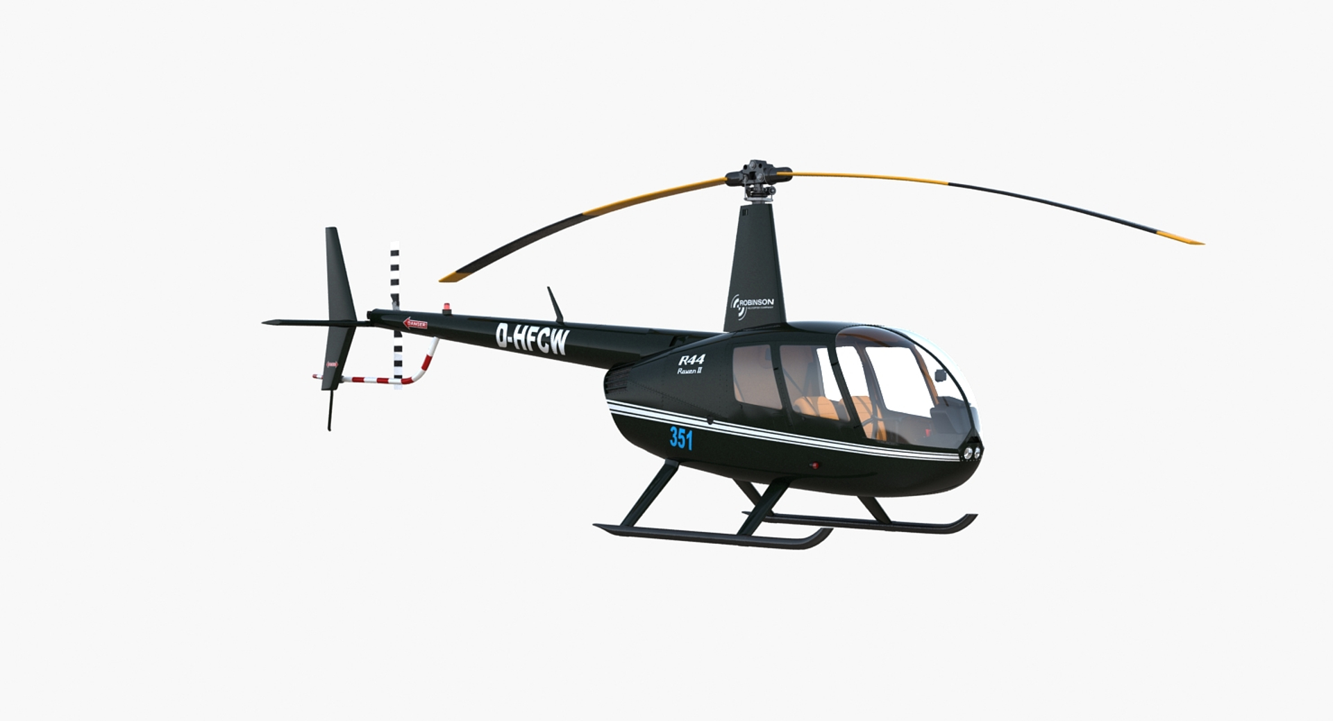 Light Helicopter Robinson R44 3d Model