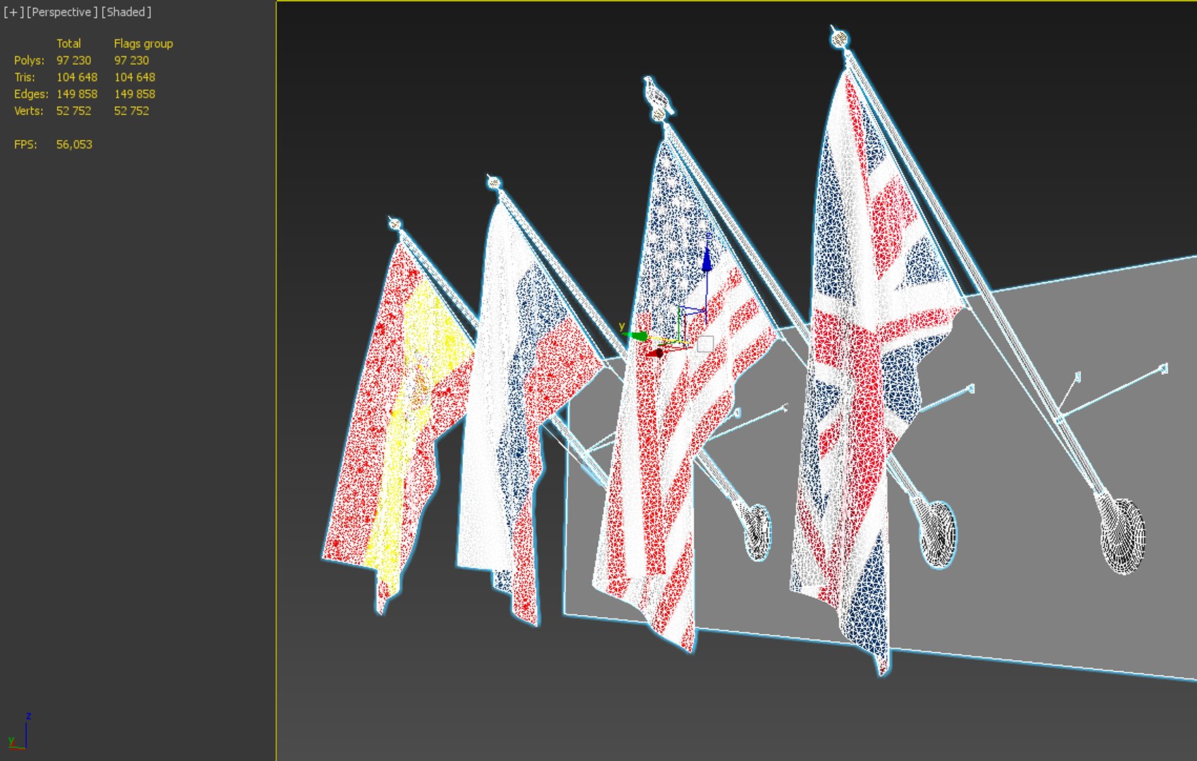 3d model flag facade set