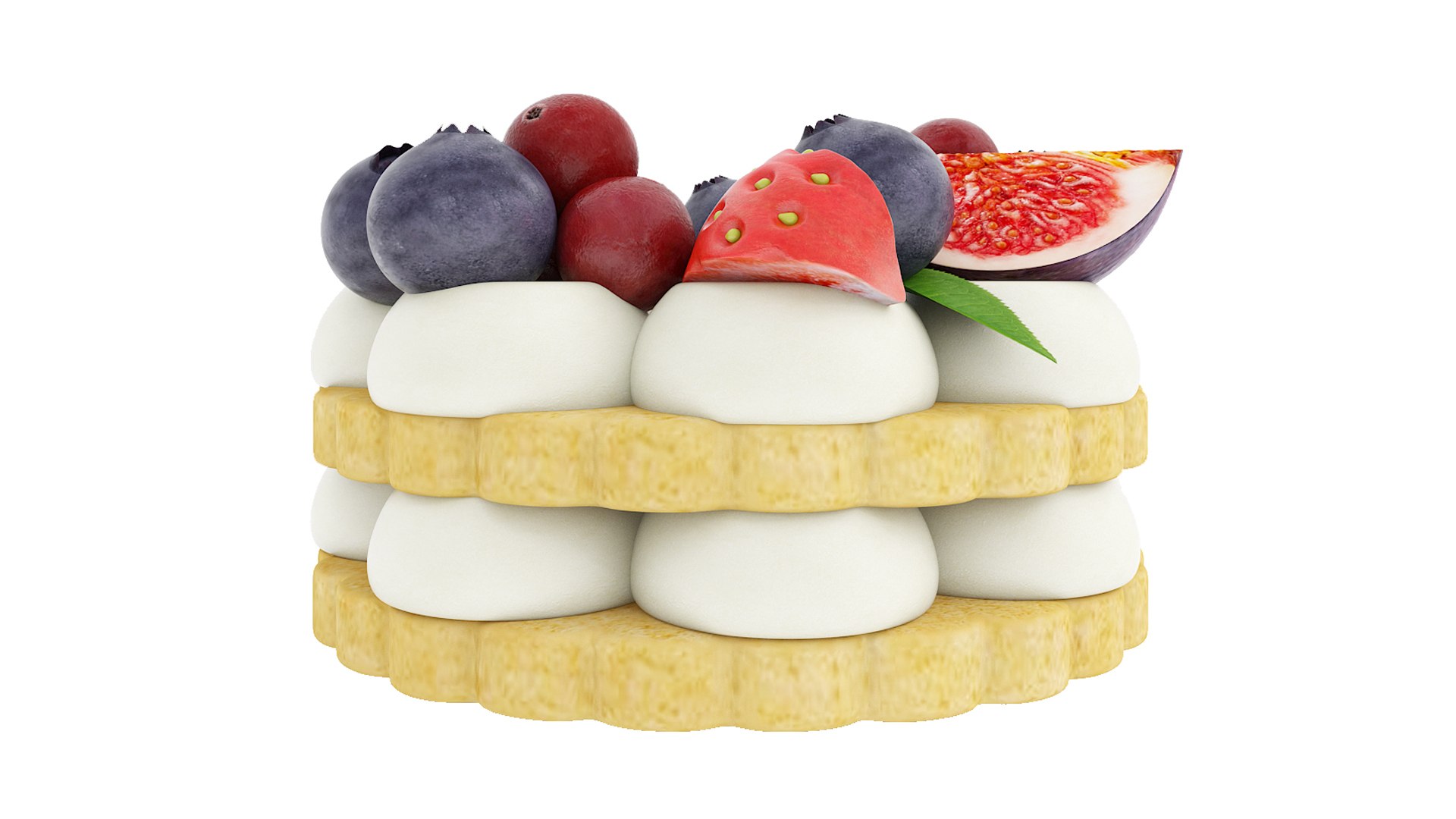 3D Cookie With Berries - TurboSquid 1909717