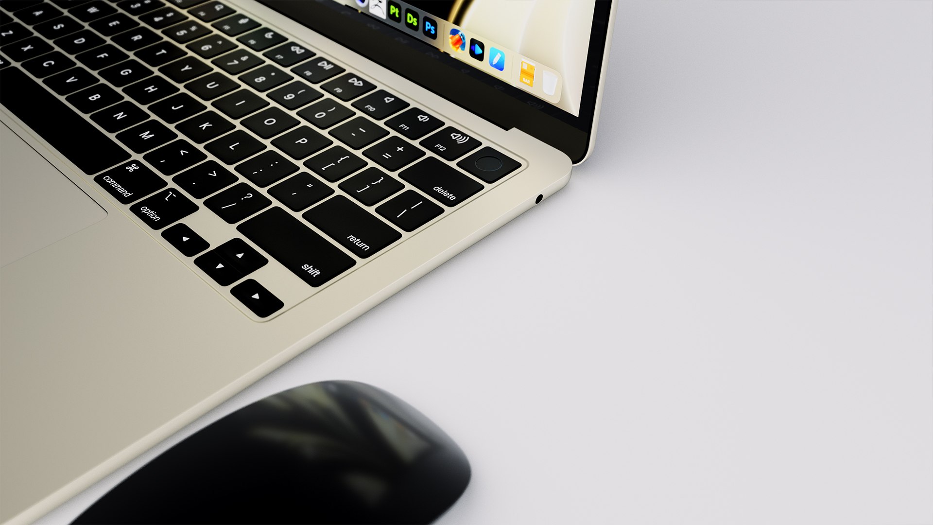 3D model Apple MacBook Air M2 Starlight 2022 With Magic Mouse ...