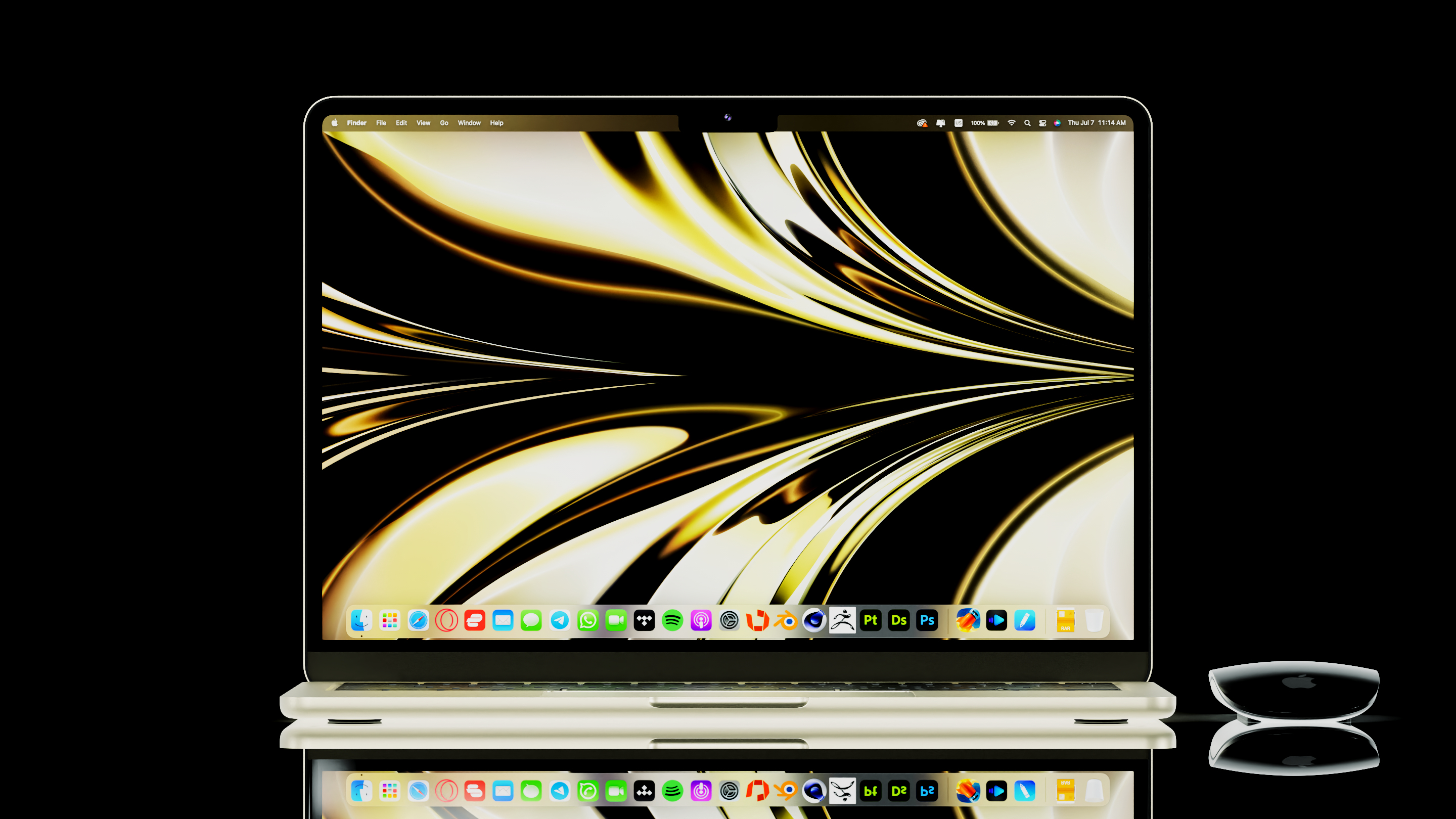 modelo 3d Apple MacBook Air M2 Starlight 2022 con ratón mágico ...