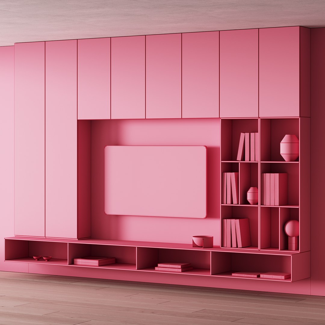 3D 501 Tv Wall Kit 11 Modern Minimal Living Room Zone With Cabinets ...