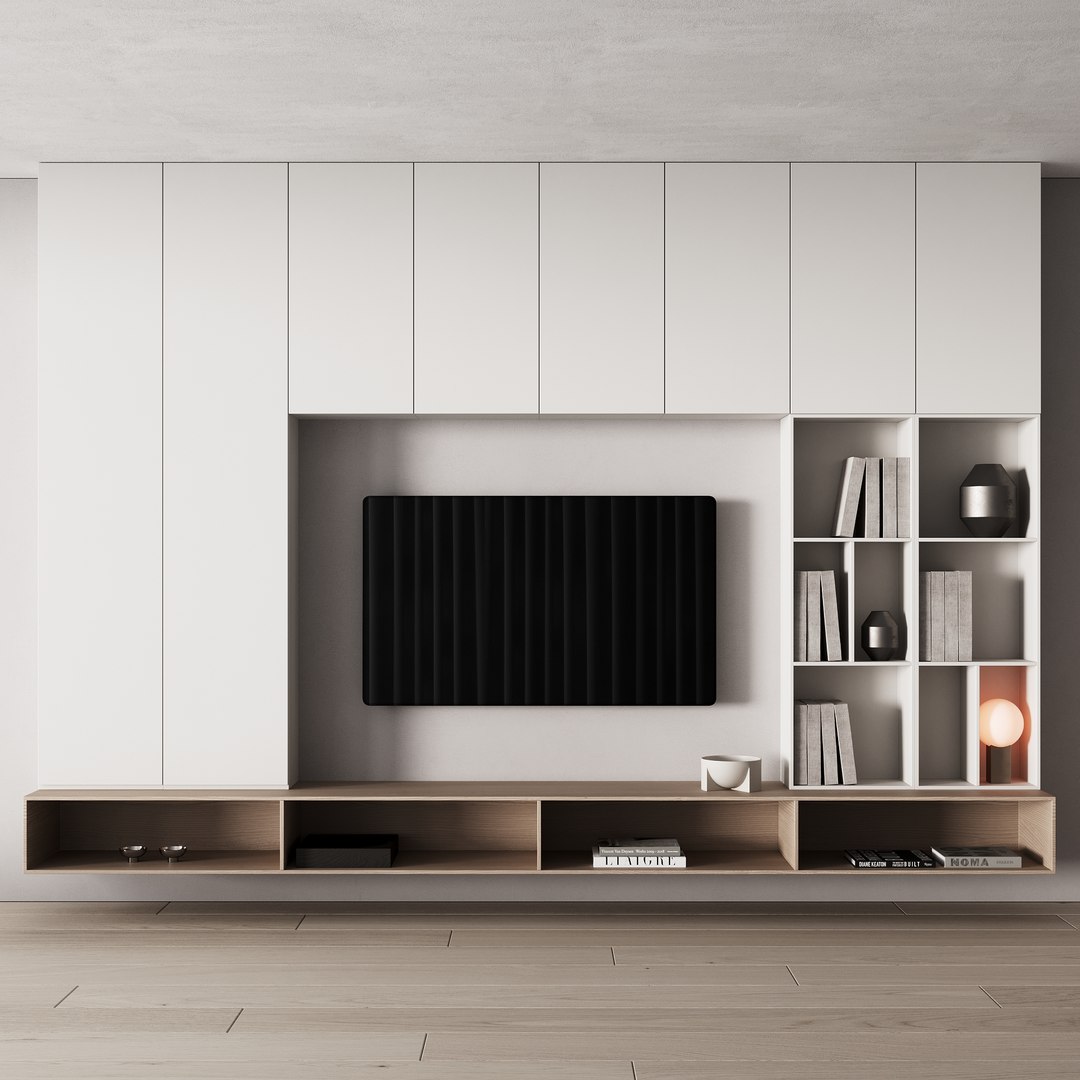 3D 501 Tv Wall Kit 11 Modern Minimal Living Room Zone With Cabinets ...