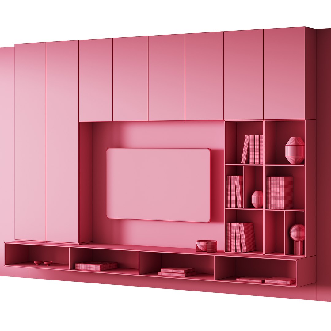 3D 501 Tv Wall Kit 11 Modern Minimal Living Room Zone With Cabinets ...