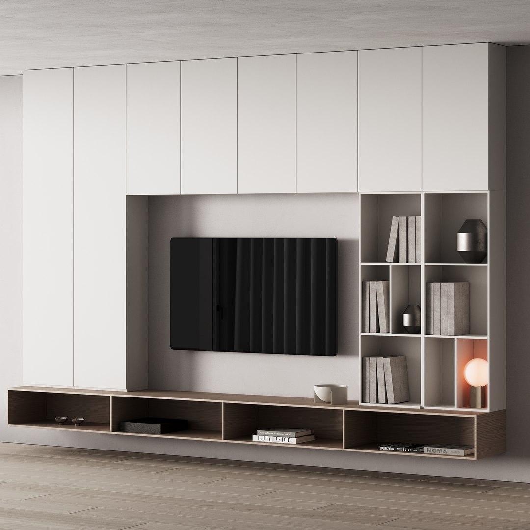 3D 501 Tv Wall Kit 11 Modern Minimal Living Room Zone With Cabinets ...