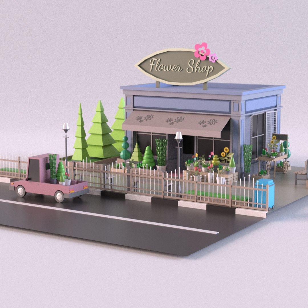 3D Shop Flower - TurboSquid 1393459
