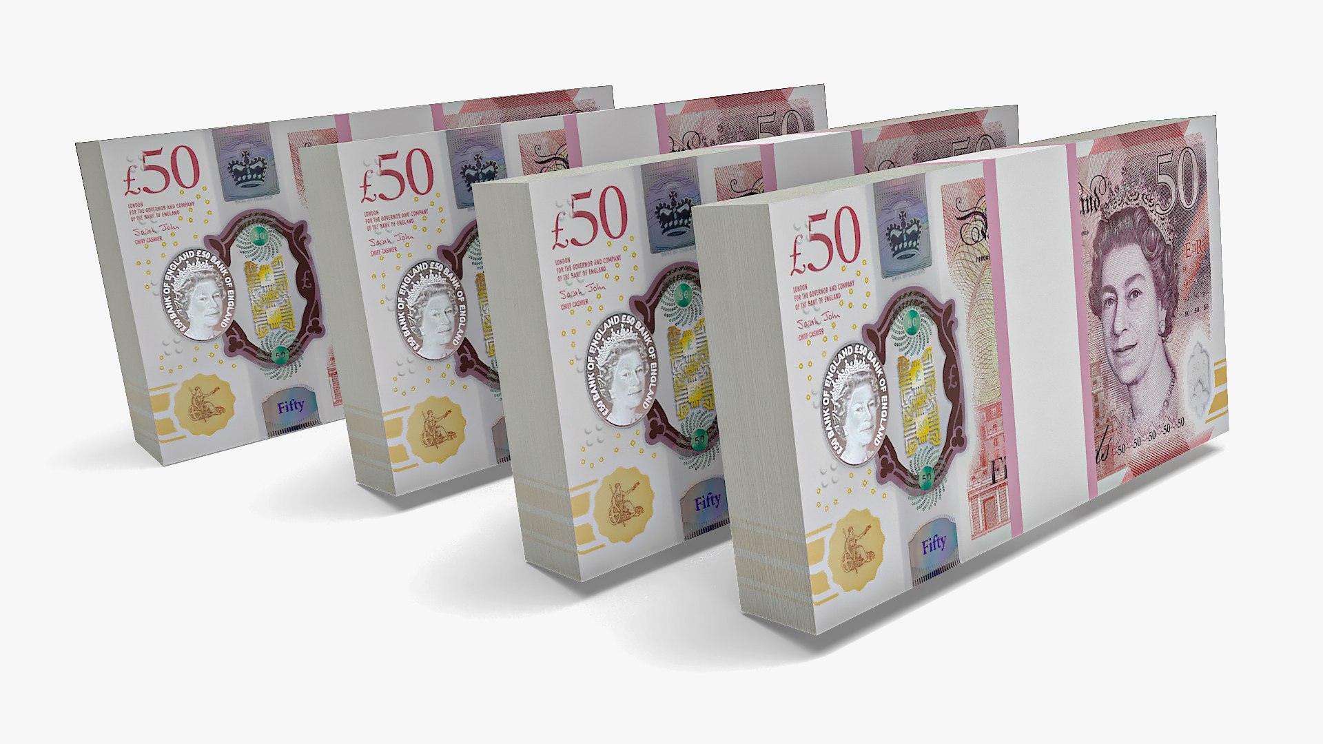 3D British Currency 50 Pounds Pack Model - TurboSquid 2256323