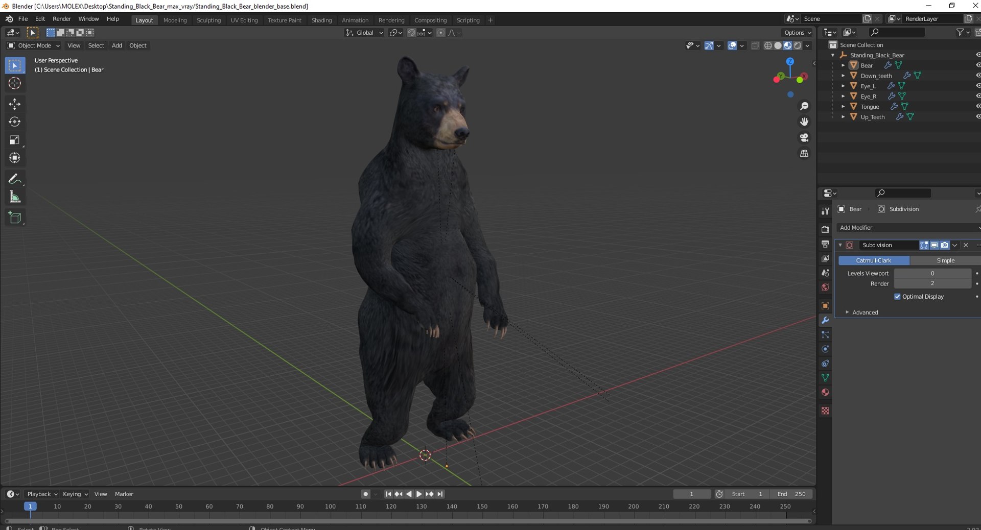 3D Model Standing Black Bear - TurboSquid 2253913