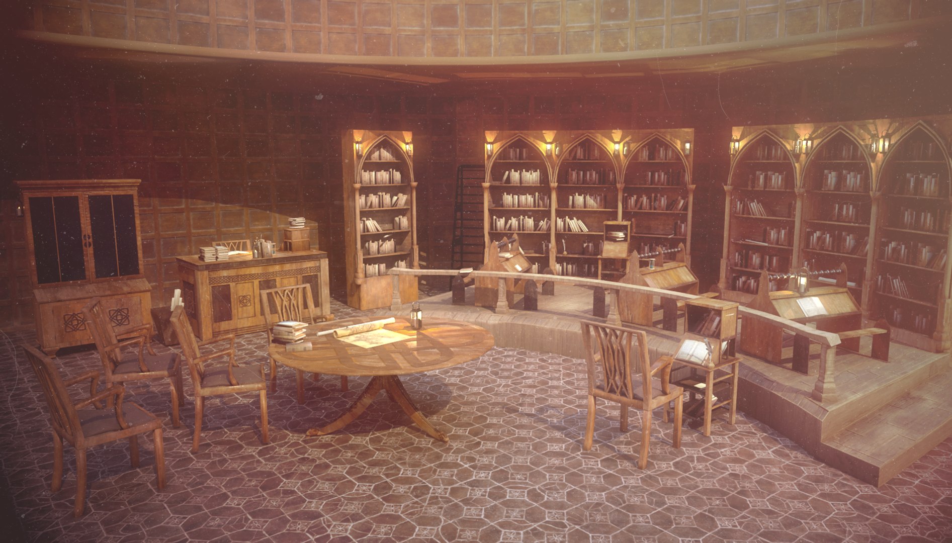 Free 3D model Medieval Library Model Pack Rustic Low-poly 3D model ...