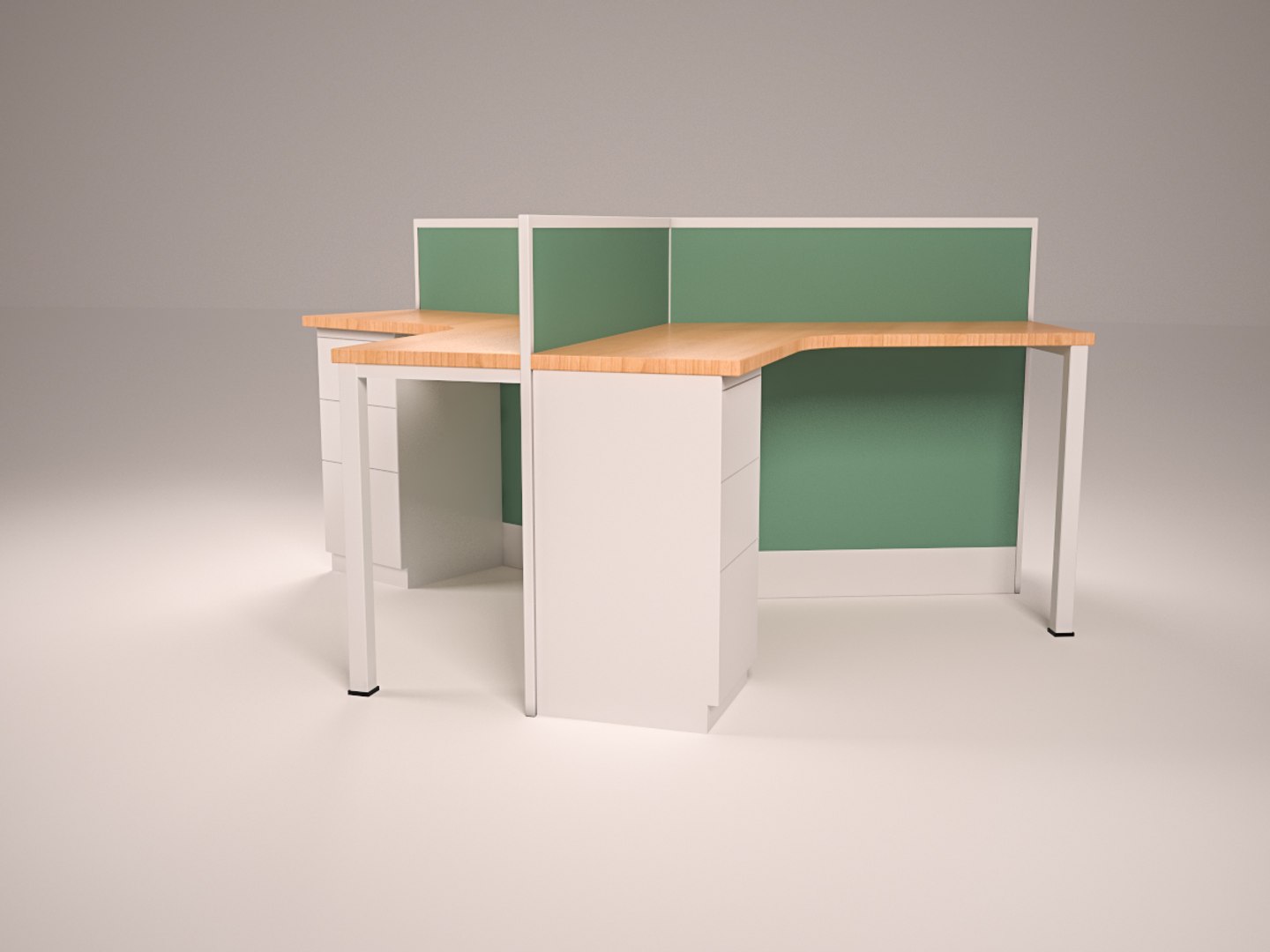 3D Triple Desk Model | 1148693 | TurboSquid