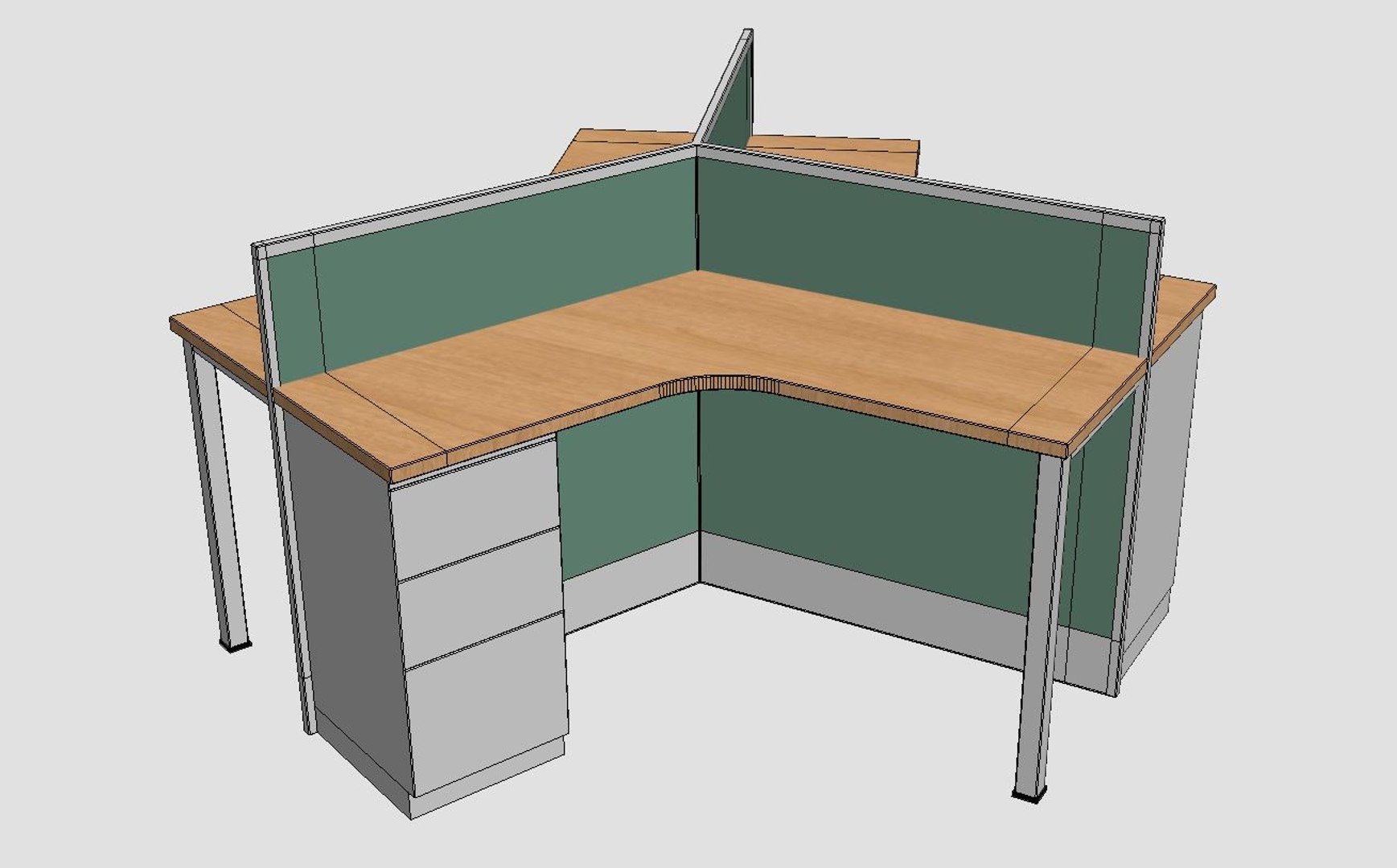 3D Triple Desk Model | 1148693 | TurboSquid