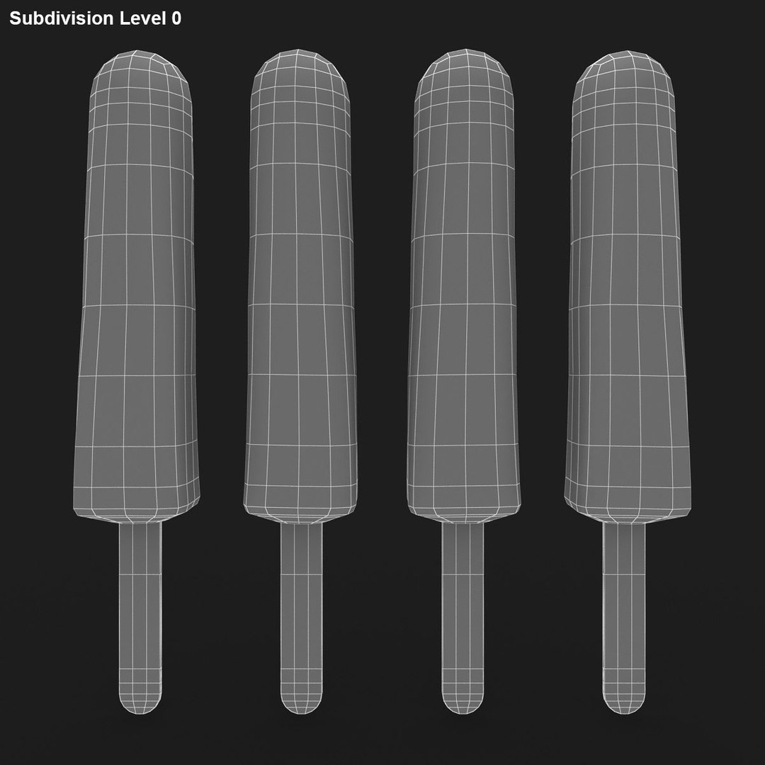 3d popsicle 4 colors model