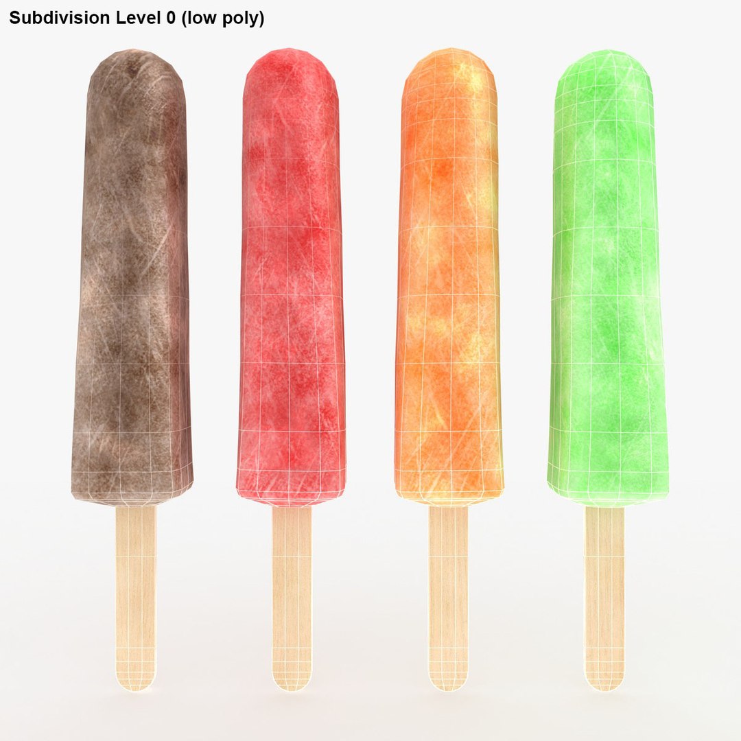 3d popsicle 4 colors model