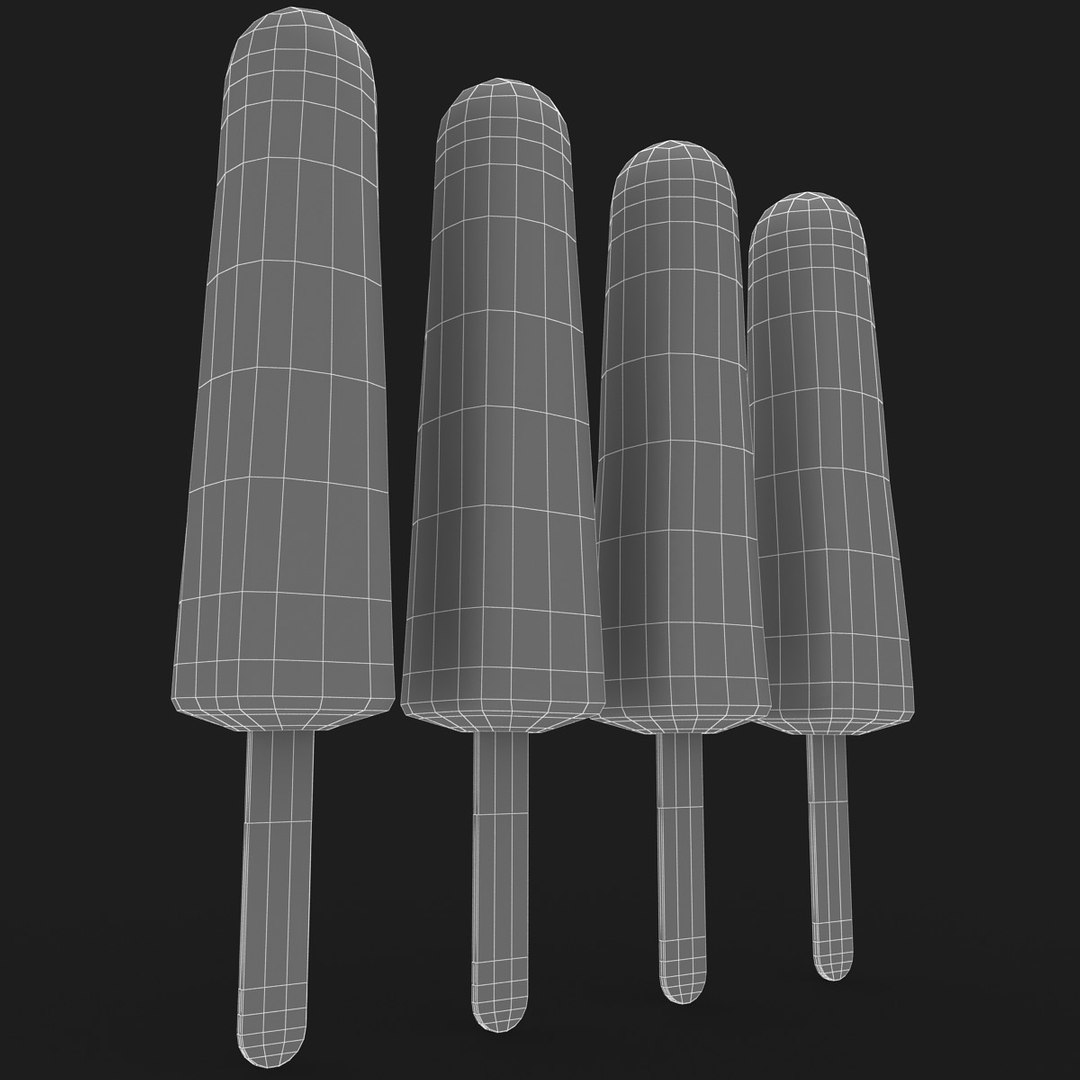 3d popsicle 4 colors model