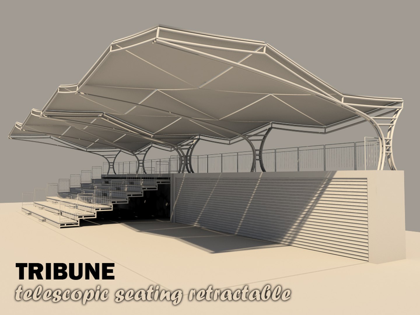 3d Model Tribune Seating Retractable