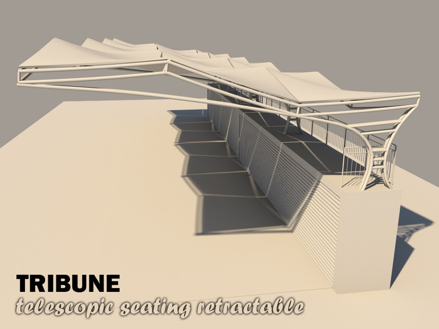 3d Model Tribune Seating Retractable