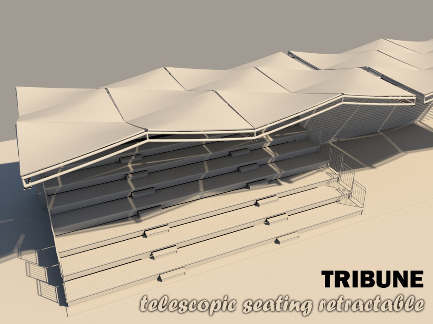 3d Model Tribune Seating Retractable
