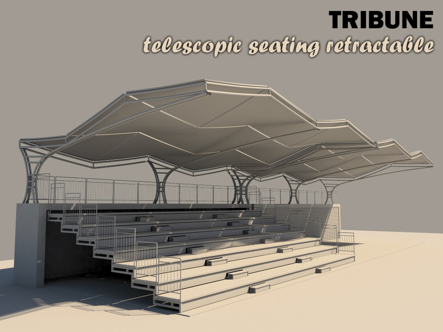 3d Model Tribune Seating Retractable