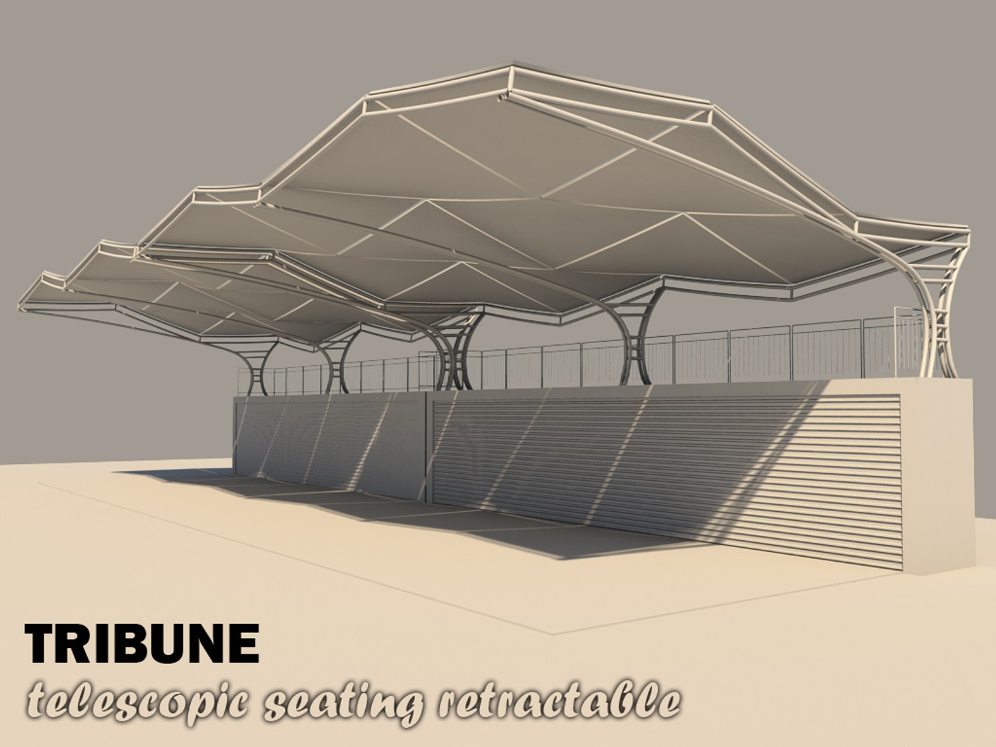 3d Model Tribune Seating Retractable