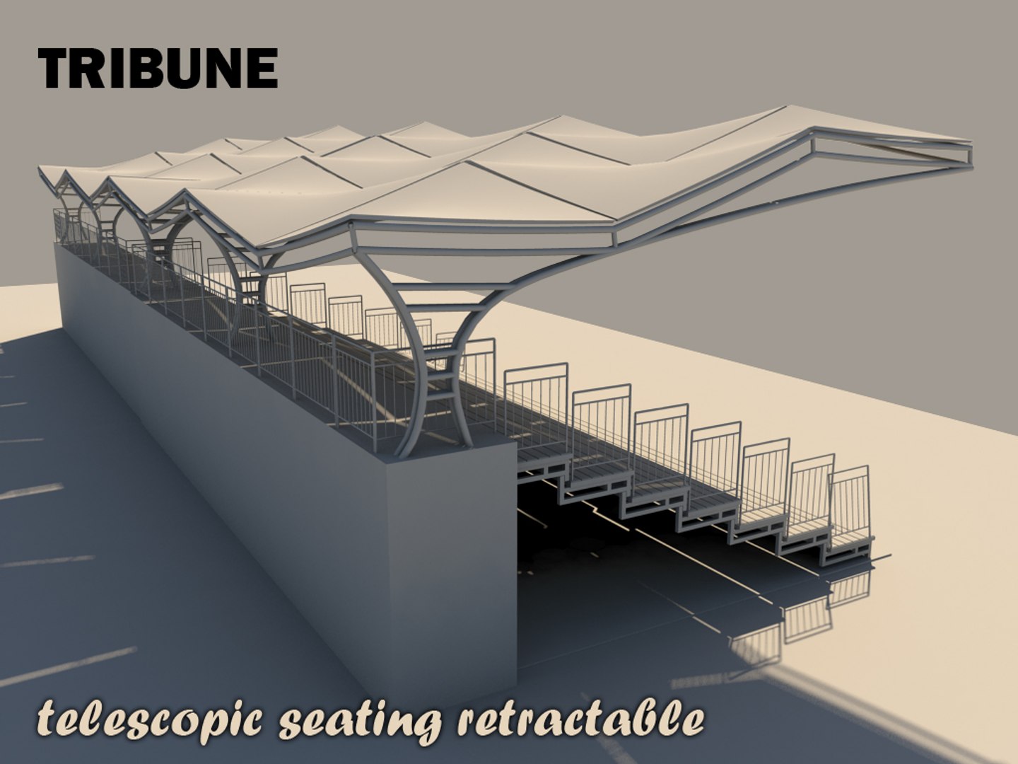 3d Model Tribune Seating Retractable