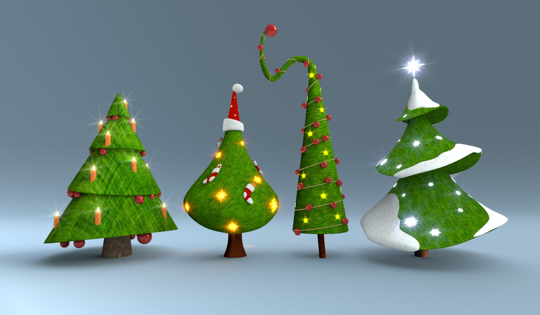 christmas trees pack 3d blend