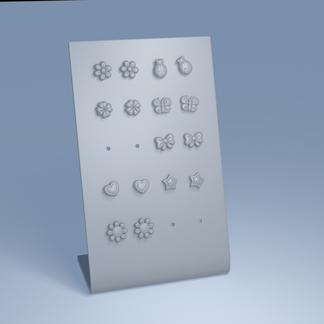 3D Earring Display With Earrings Model - TurboSquid 1929995