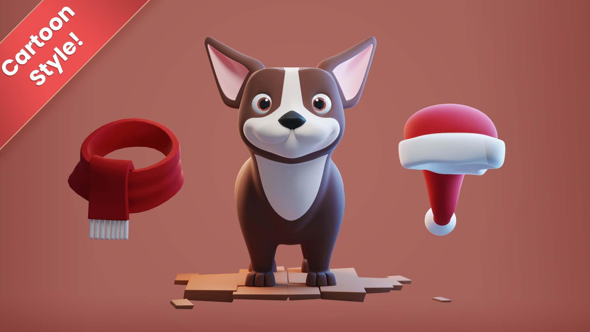 3D Dog Stylized Christmas Cartoon 3D Model - TurboSquid 2147804