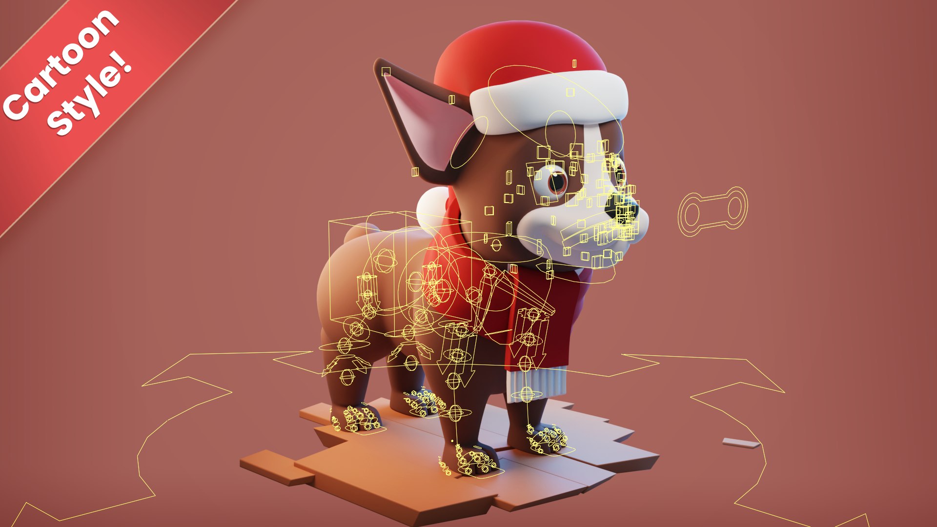 3D Dog Stylized Christmas Cartoon 3D Model - TurboSquid 2147804