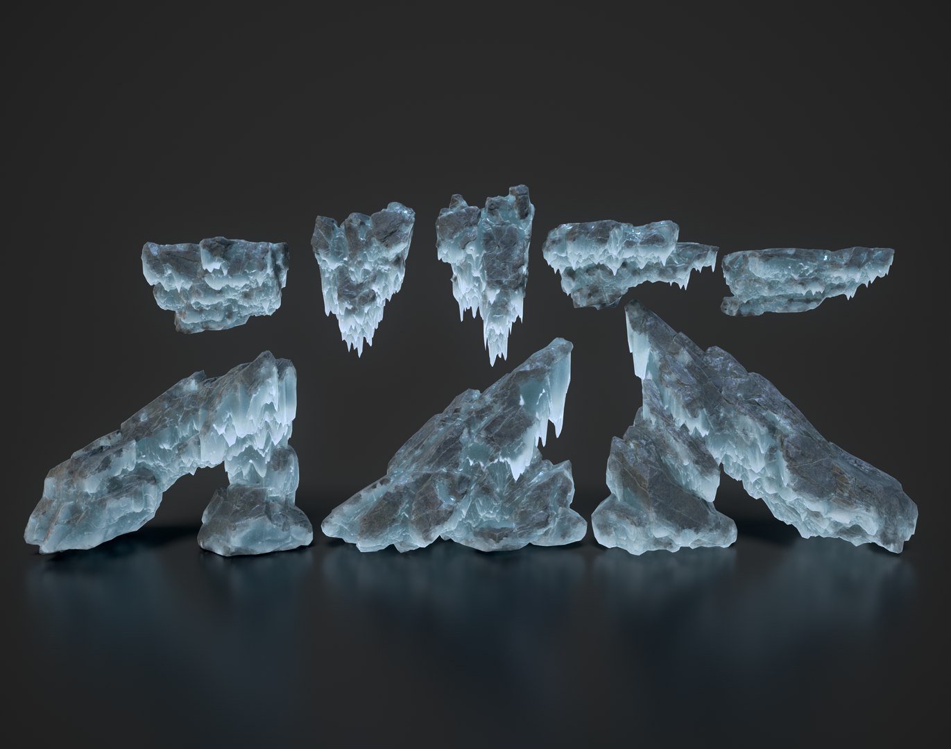 8 Low Poly PBR Frozen Rocks 3D Model - TurboSquid 2162431