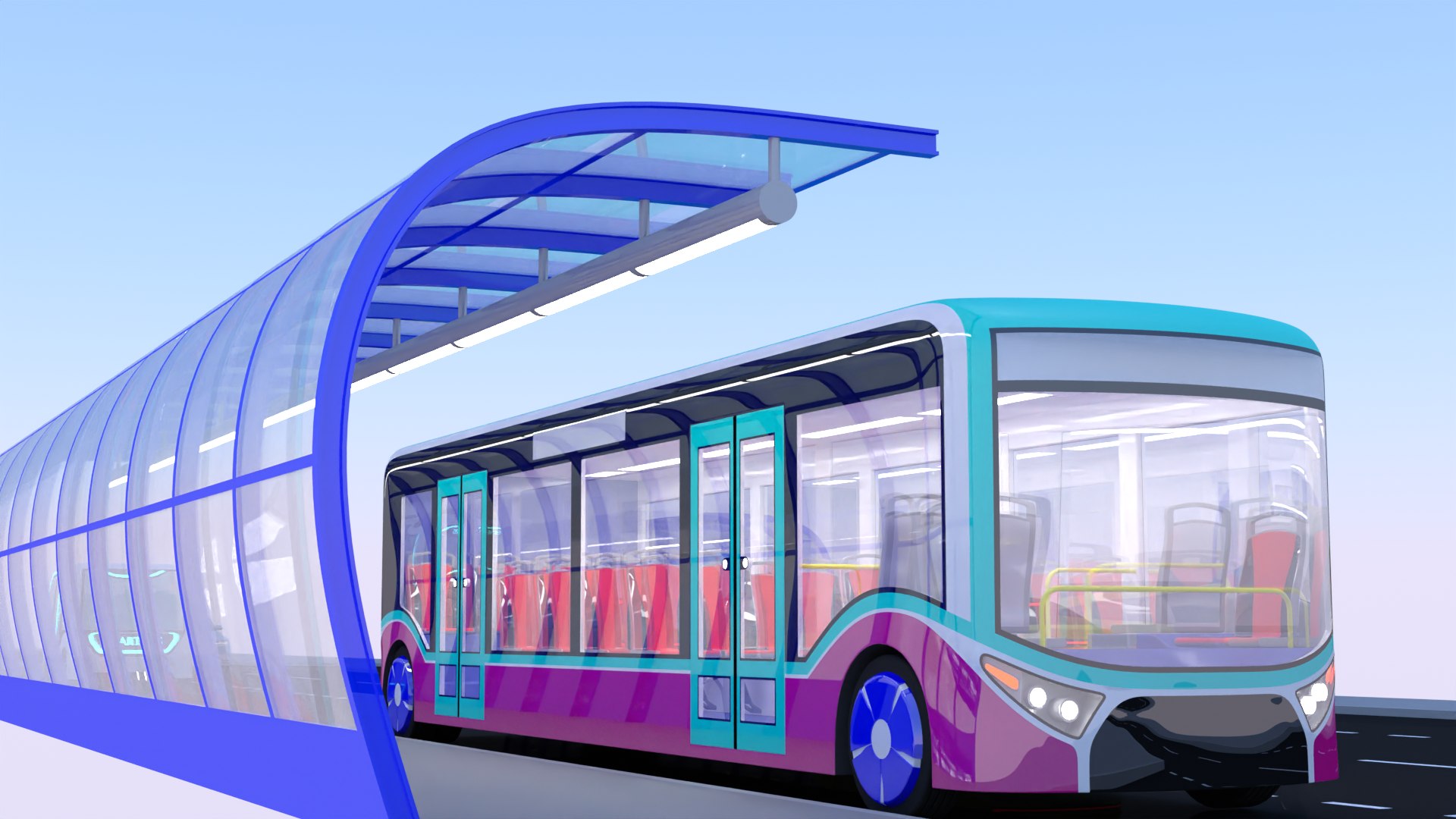 Bus Stop And Pedestrian Bridge 3D Model - TurboSquid 2191197