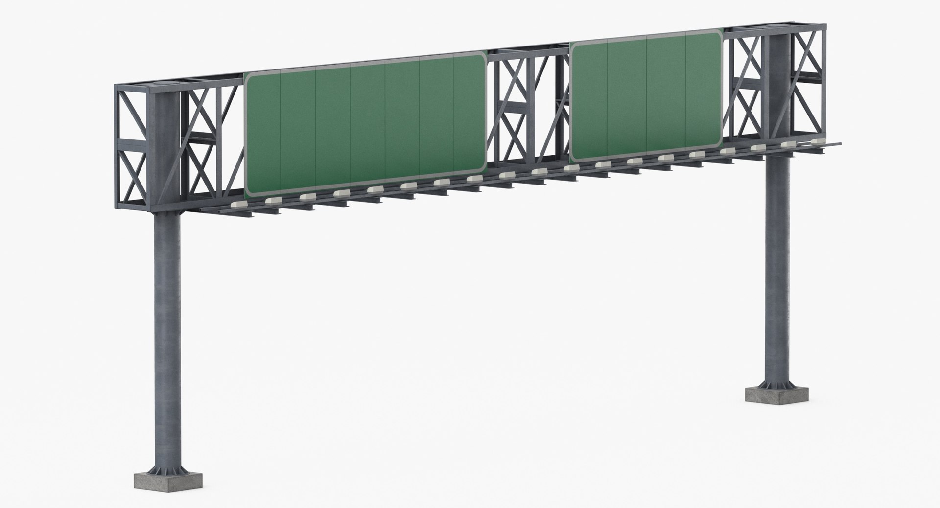 Green Direction Highway Signs 01 Blank And Labeled 3D Model ...