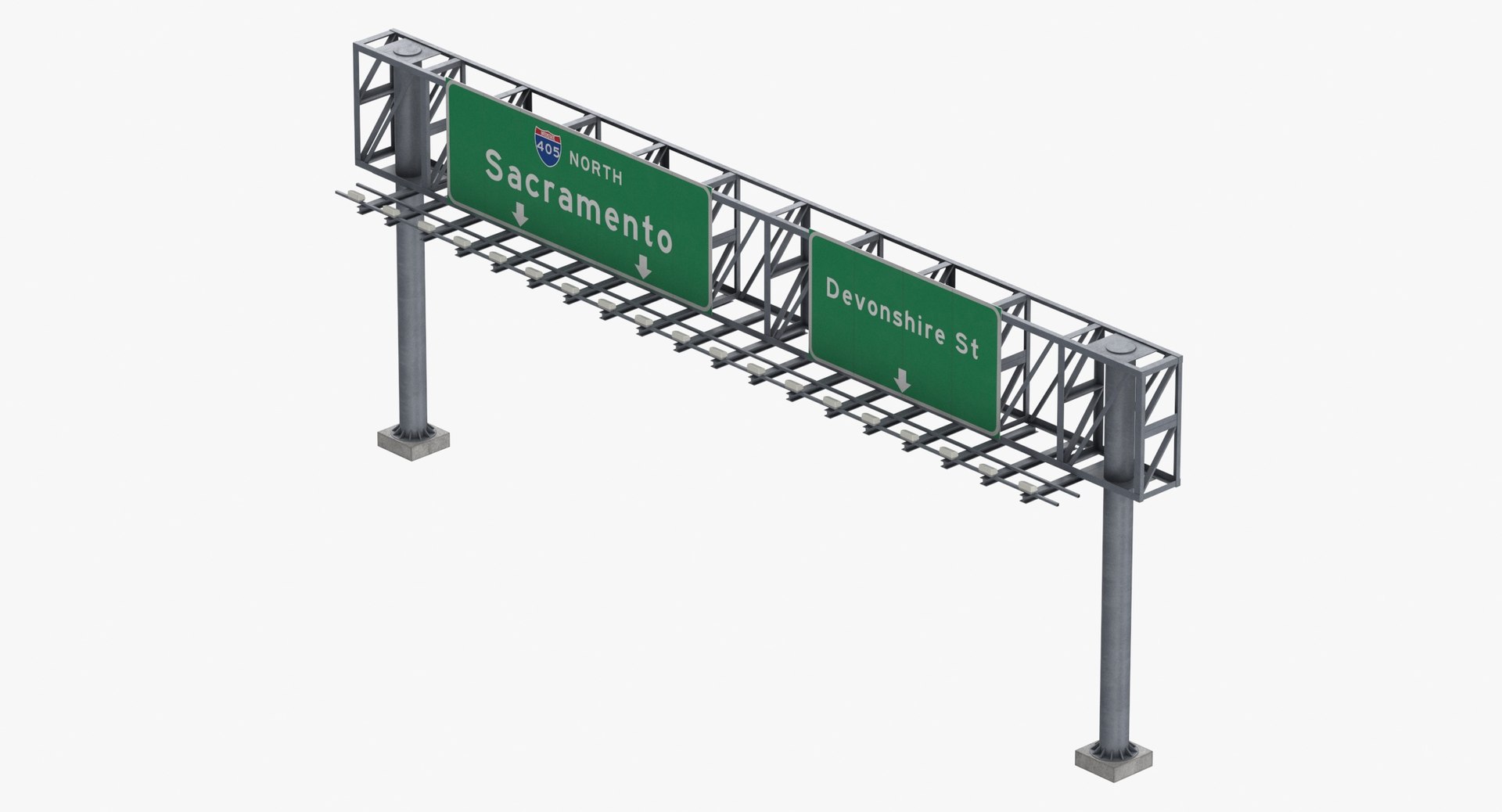 Green Direction Highway Signs 01 Blank and Labeled 3D model ...