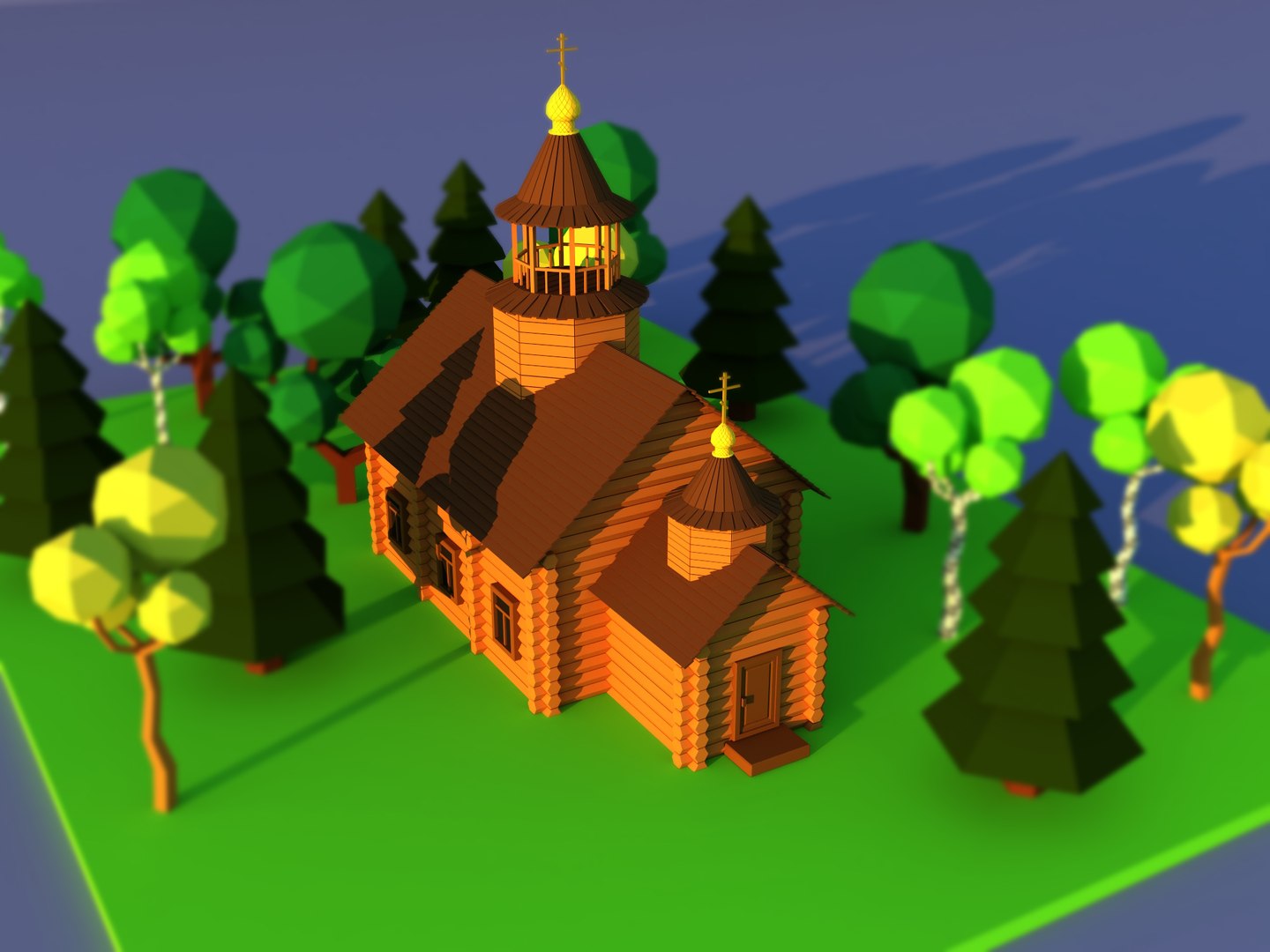 3D Cute Cartoon Wooden Village Church Low Poly Model - TurboSquid 1967333